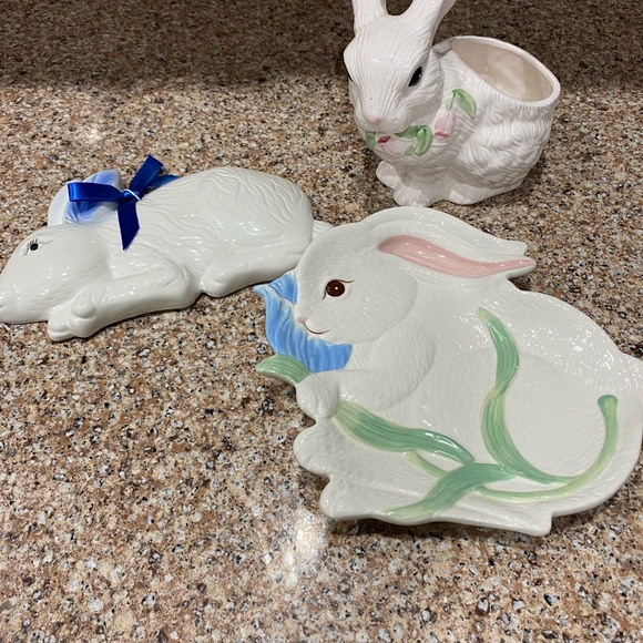 Accents | Ceramic Rabbit Plates And Planter | Poshmark